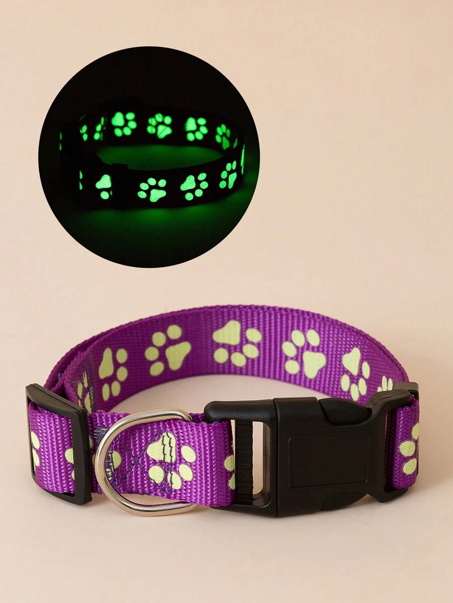Pet Collar Footprint Pattern Collar Fluorescent Night Vision For Dogs ...