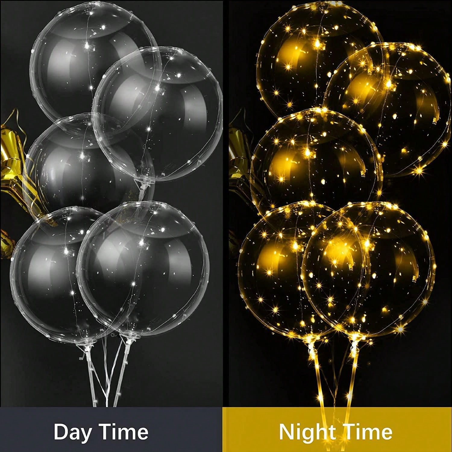 10PCS Clear Light up Balloons with Sticks LED Balloon Glow in the Dark ...