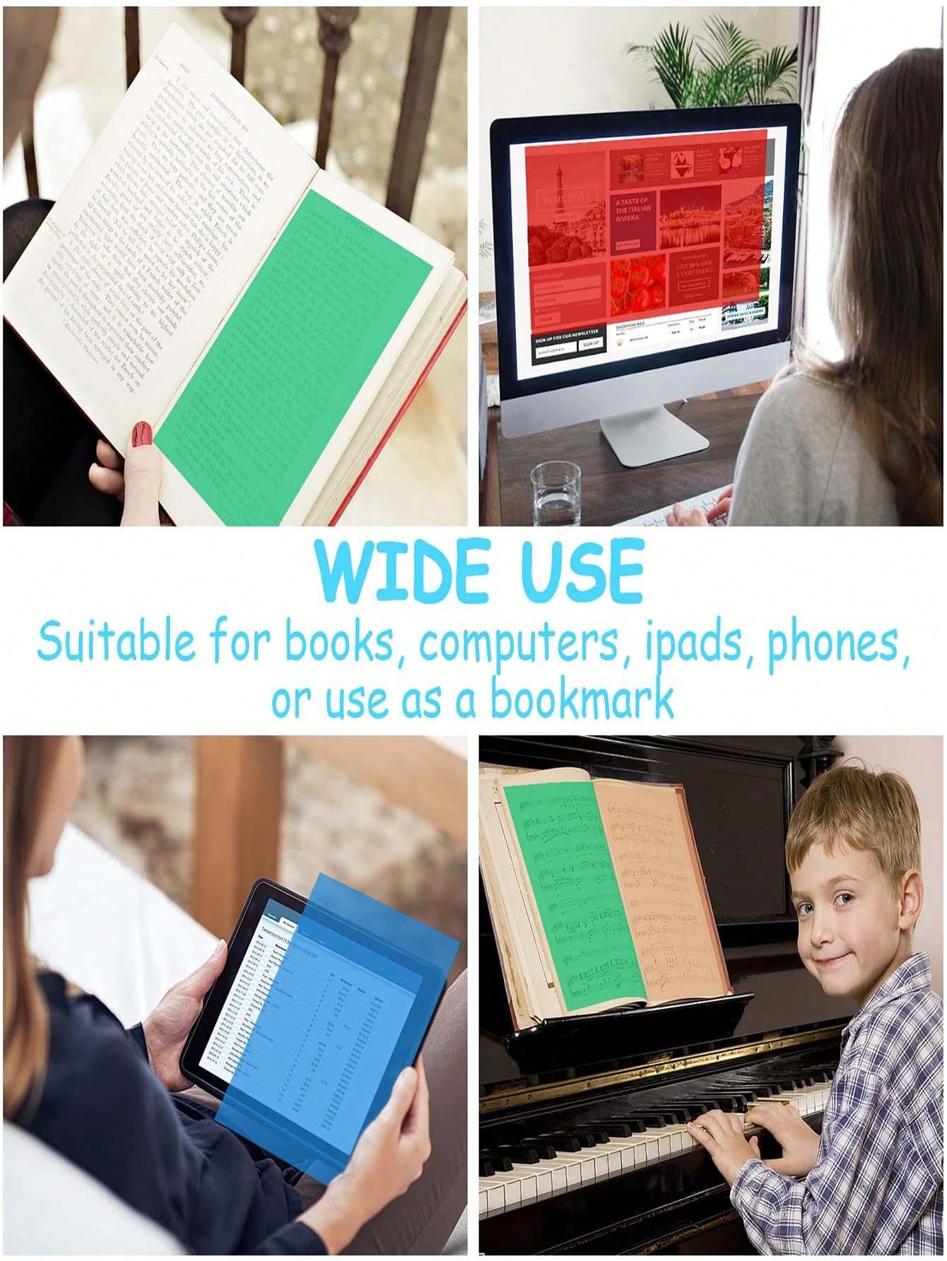 Colored Reading Overlay, A4 Transparent Colored Reading Tool, Adult ...