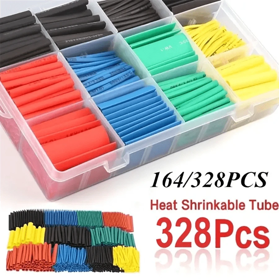 164/328 Stk. 2:1 Schrumpfschlauch Isolierung Polyolefin Schrumpfsortiment Rohr Draht Kabel Kit ...