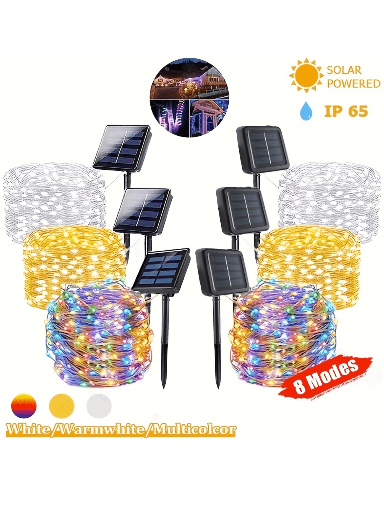 110ft 300led Solar Powered Outdoor String Lights, Fairy Tale Garden ...