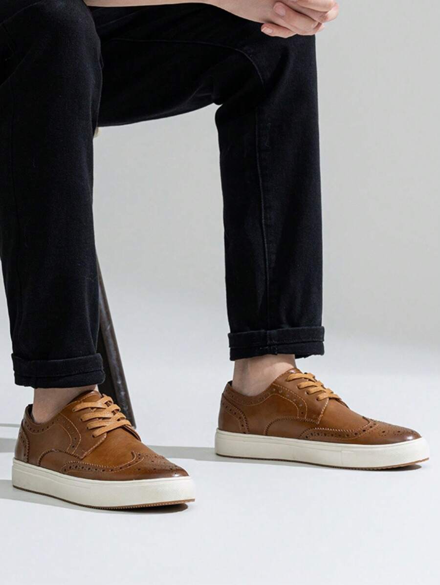 SHOESMALL Mens Sneakers Wingtip Mens Casual Shoes Comfortable Dress ...