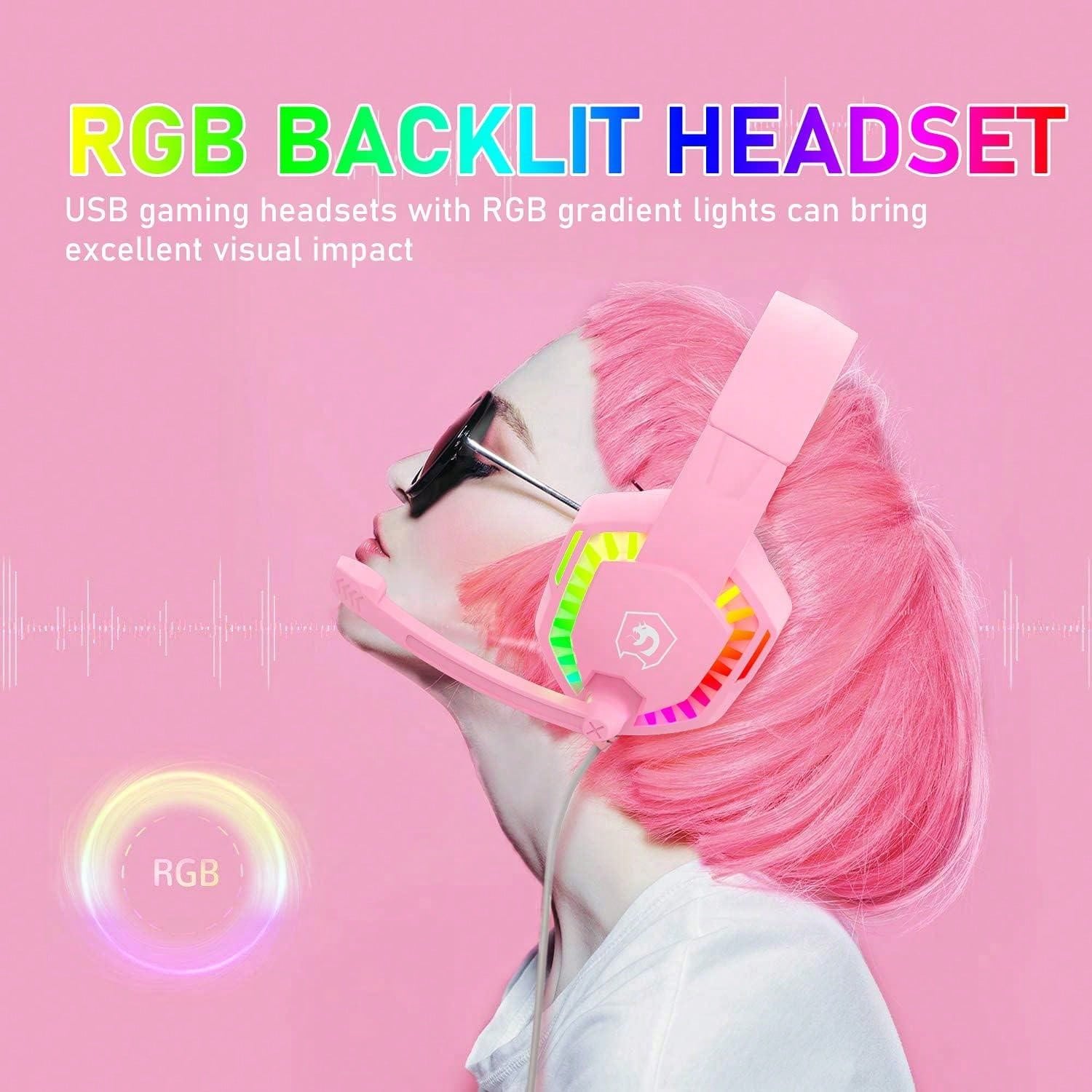 SHEIN-RGB Gaming Headest-Pink | SHEIN UK