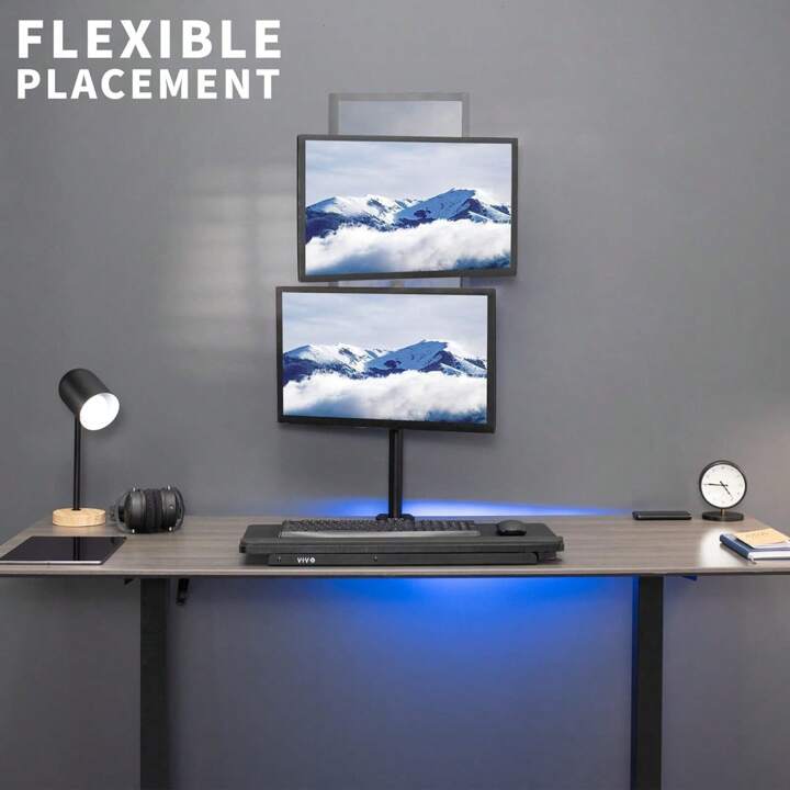 Dual Monitor Desk Mount Stand with Height Adjustment and VESA Plates ...