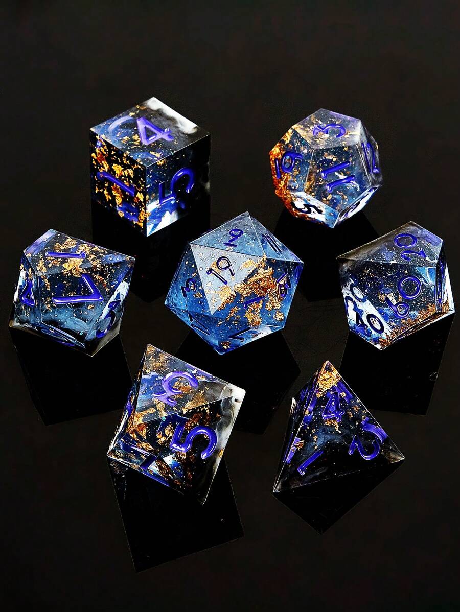 JOYLORD Sharp Edge Dice Set - 7-Piece Resin Polyhedral Dice Collection ...