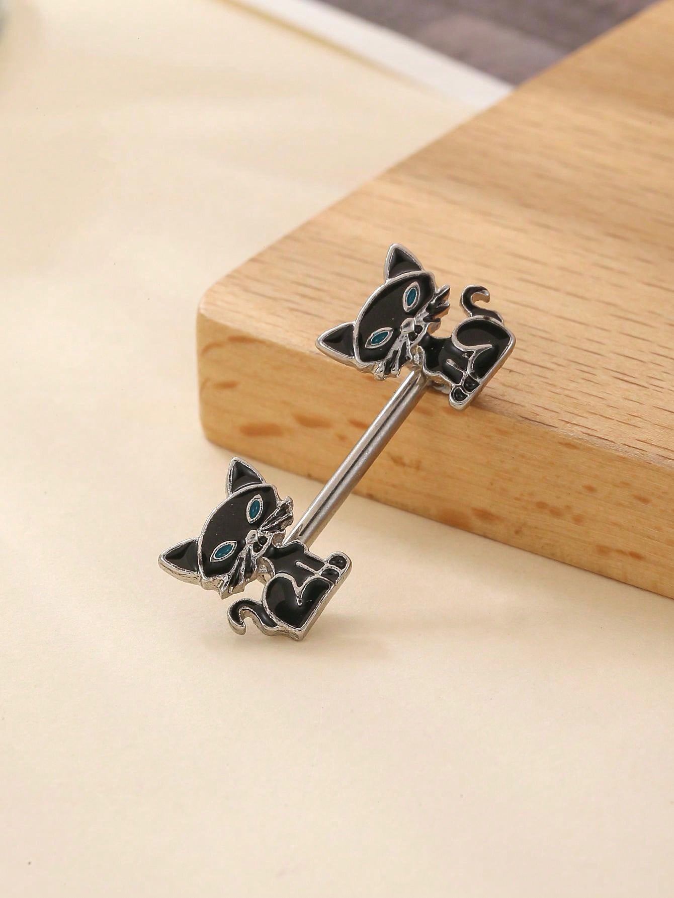 1 Pack Simple Edible 316L Stainless Steel Animal Cat Piercing Nipple ...