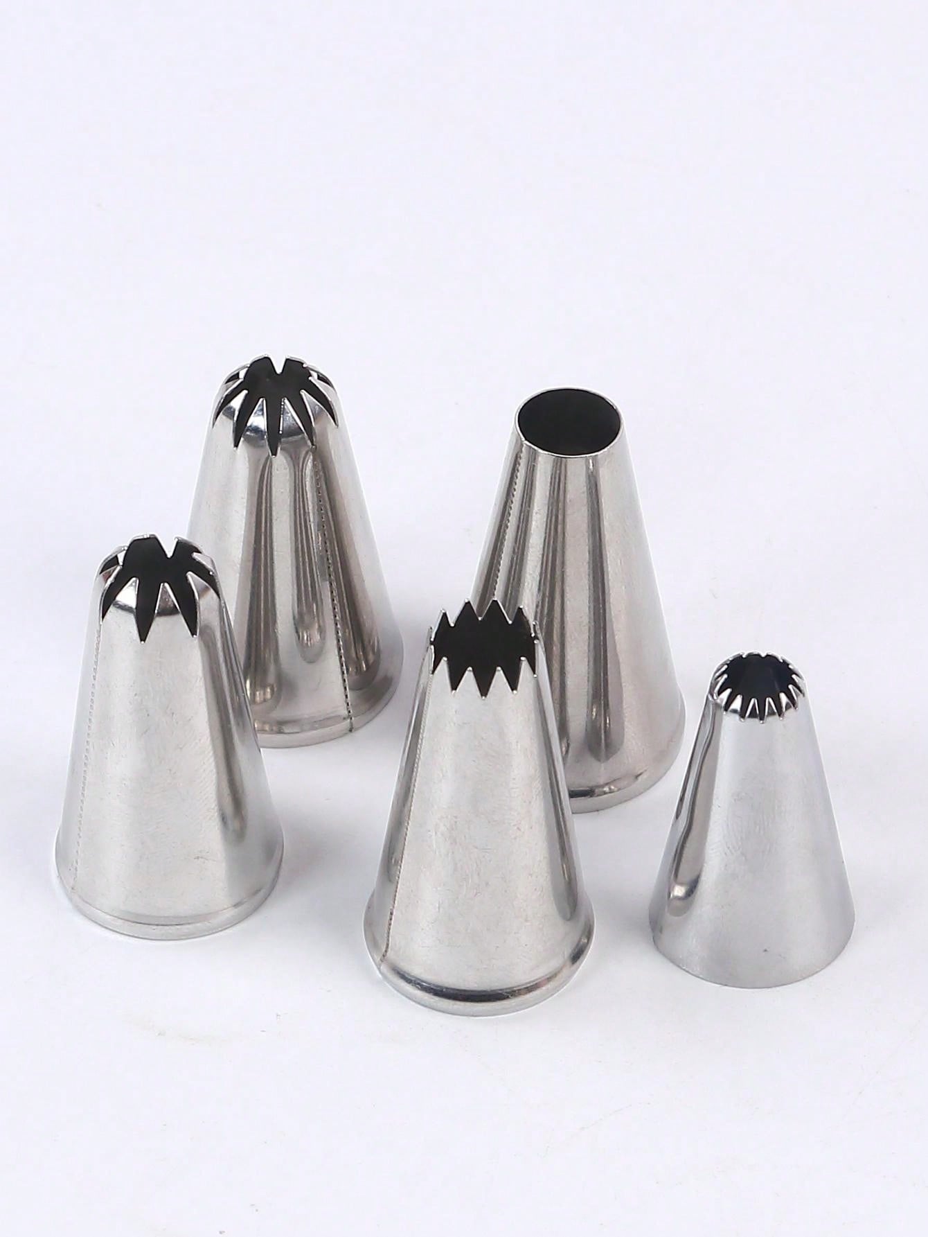 5 Pcs/Set Large Piping Tips Set,Stainless Steel Frosting Piping Kit ...