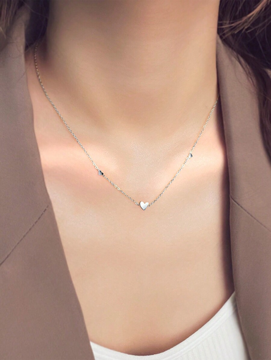 Fashionable Miniature Stainless Steel Simple Heart Pendant Necklace ...