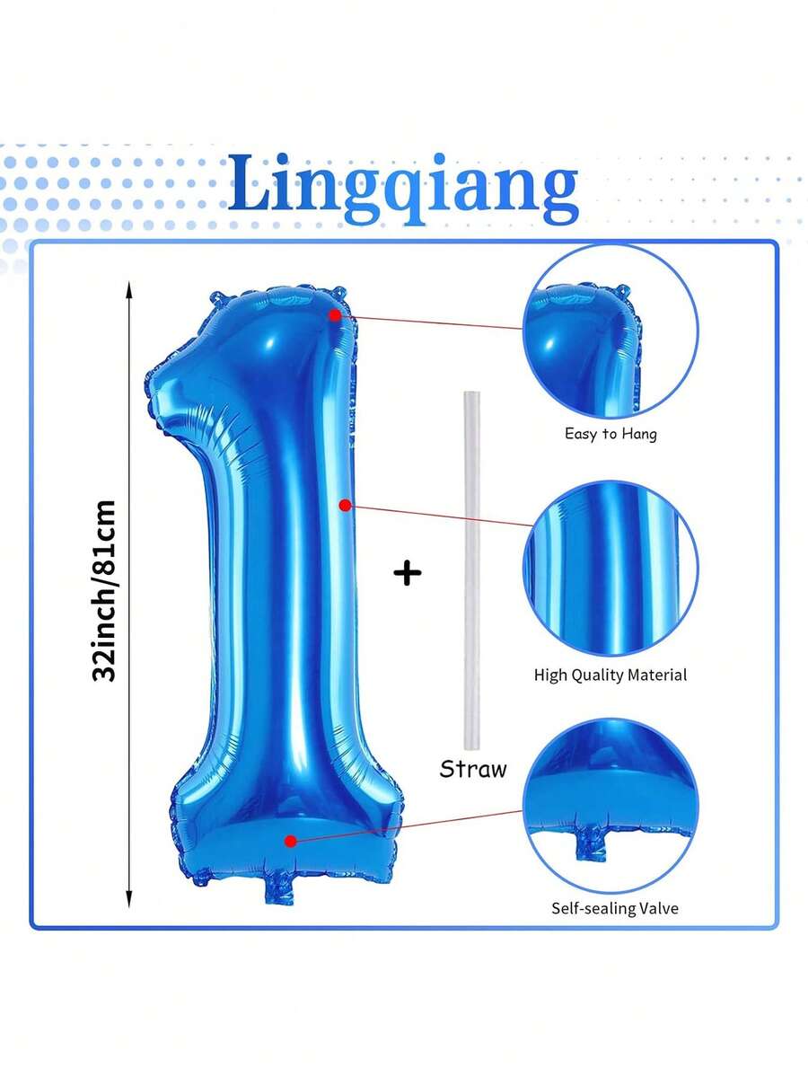32 Inch Large Blue Number 0-9 Balloons, Jumbo Big Size Number Balloons ...