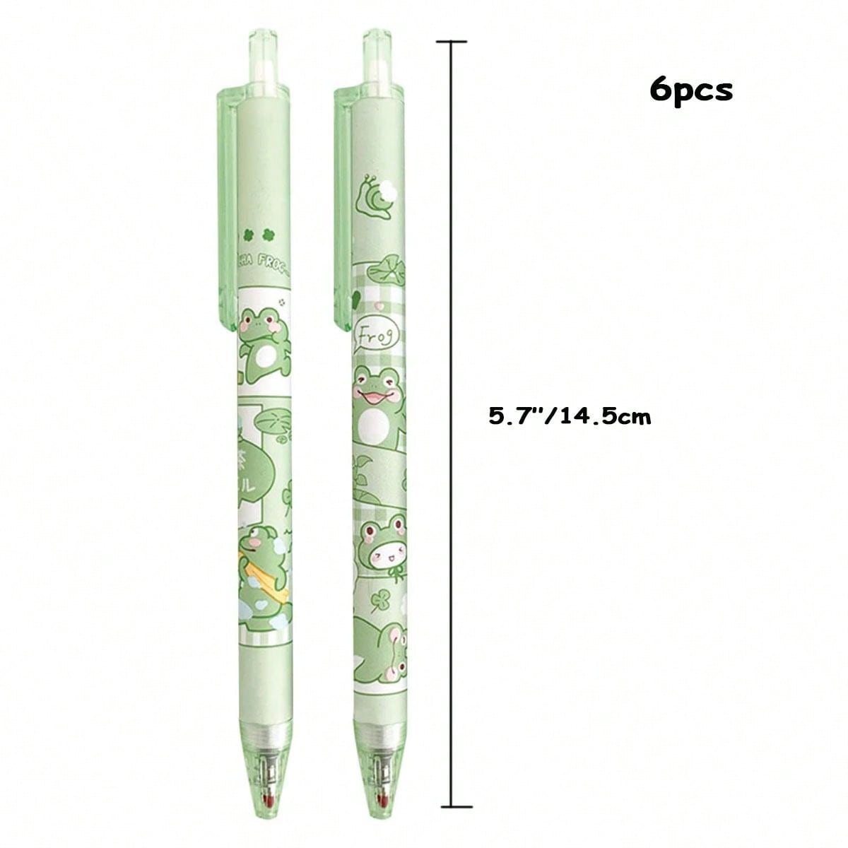 6 Pcs Gel Ink Pens Cartoon Frog Pen Retractable Cute Animal Pen 0.5mm ...