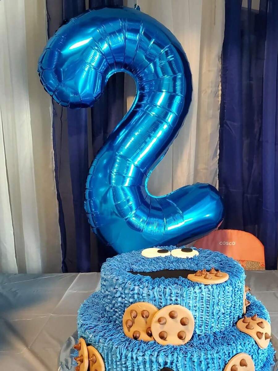 32 Inch Large Blue Number 0-9 Balloons, Jumbo Big Size Number Balloons ...
