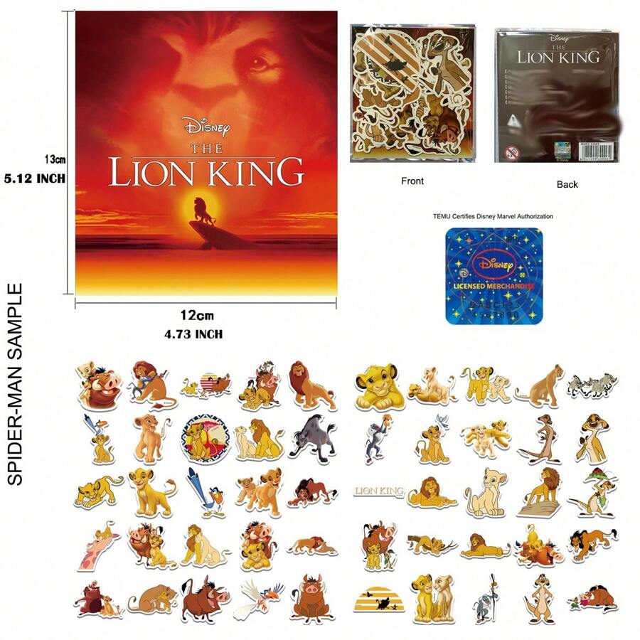 50PCS Disney Lion King Officially Licensed Simba Vinyl Waterproof ...