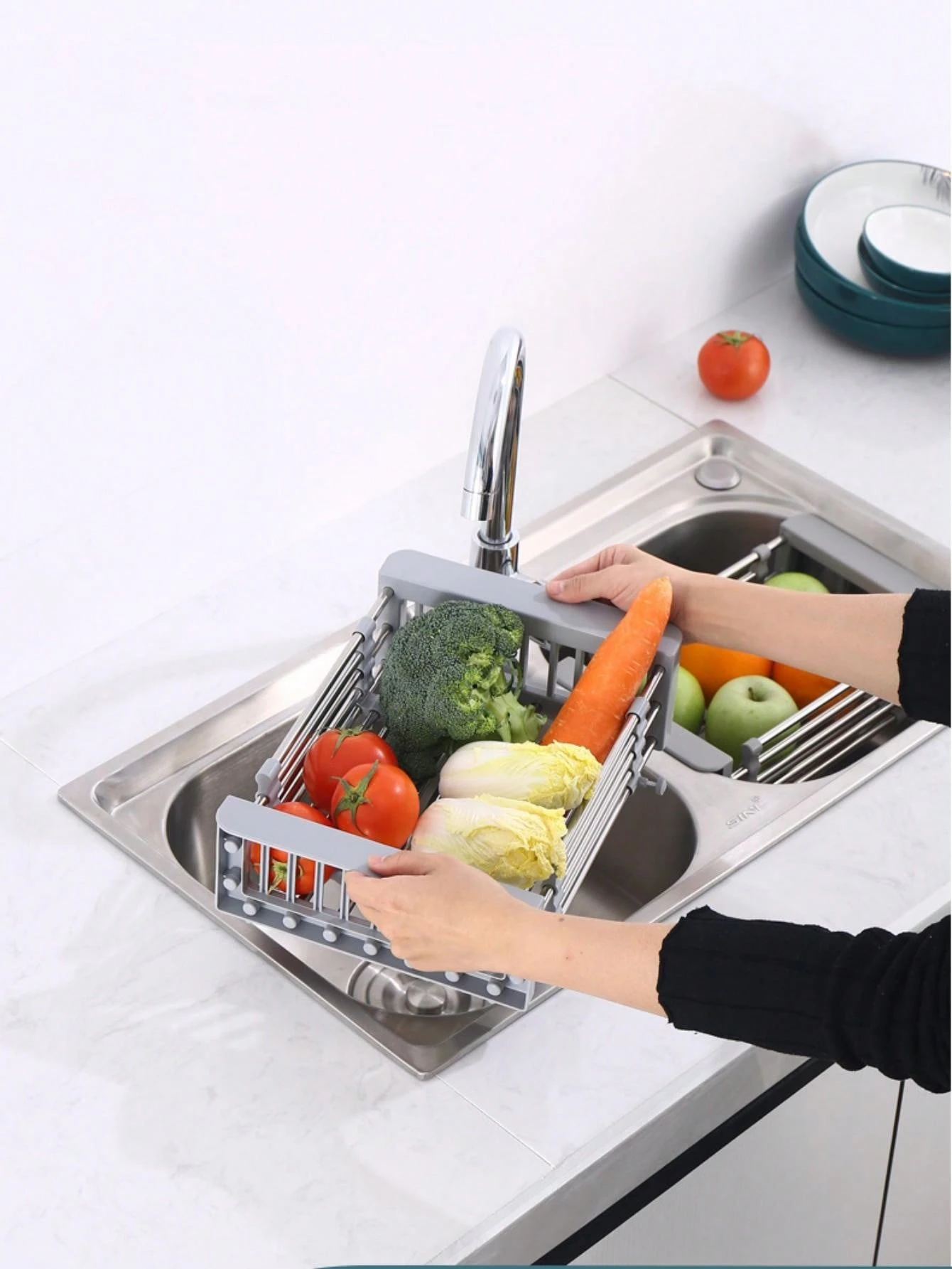 Kitchen Sink Drainer Rack Dish Drying Rack Sink Holder Basket Stainless ...