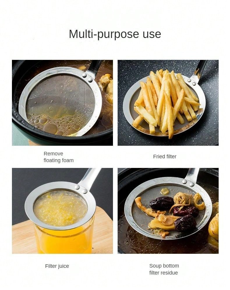 Sus304 Stainless Steel Strainer Skimmer Ladle, Fine Mesh Stainless ...