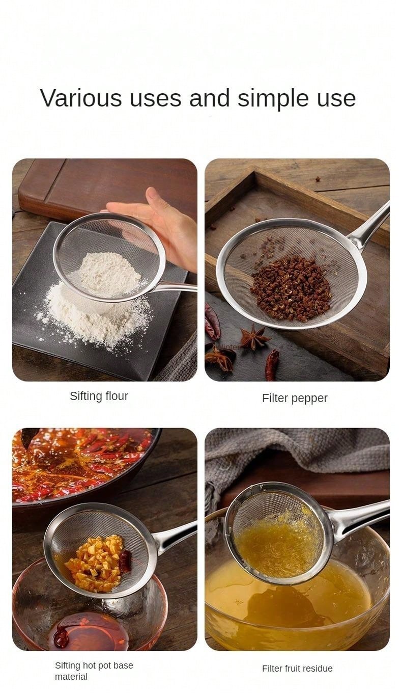 Sus304 Stainless Steel Strainer Skimmer Ladle, Fine Mesh Stainless ...