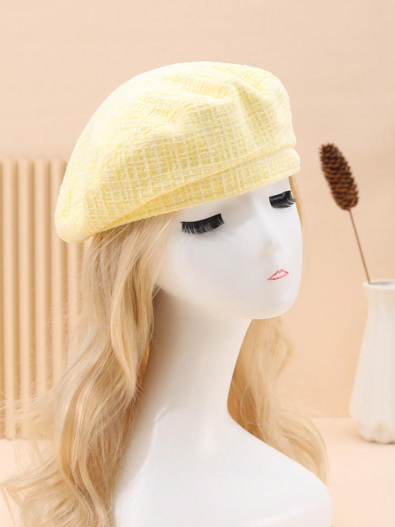 A Women's Plush Grainy Macaron Color Sweet Adjustable Size Beret | SHEIN UK