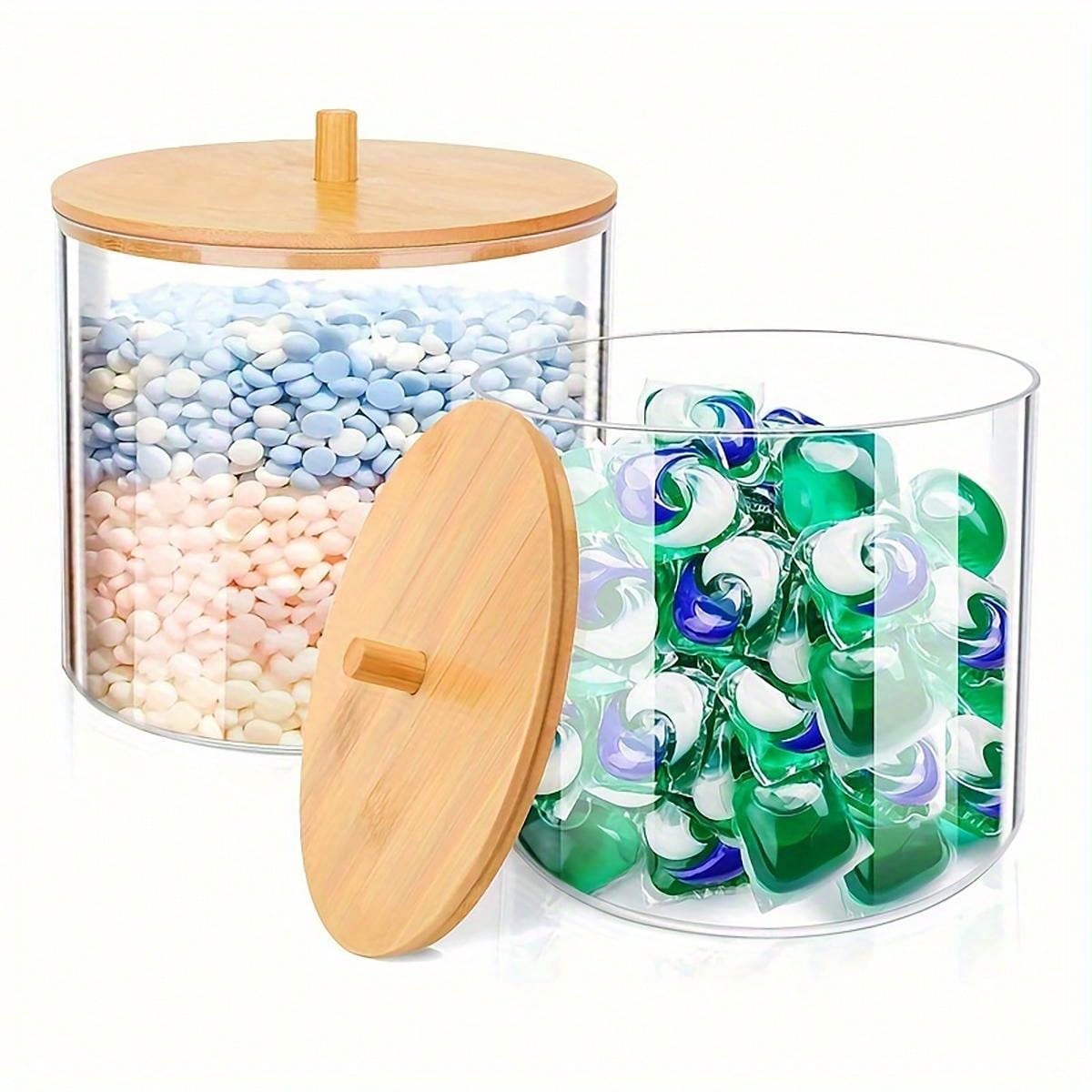 2pcs/set Plastic Laundry Sorting And Storage Bathroom Canister With ...