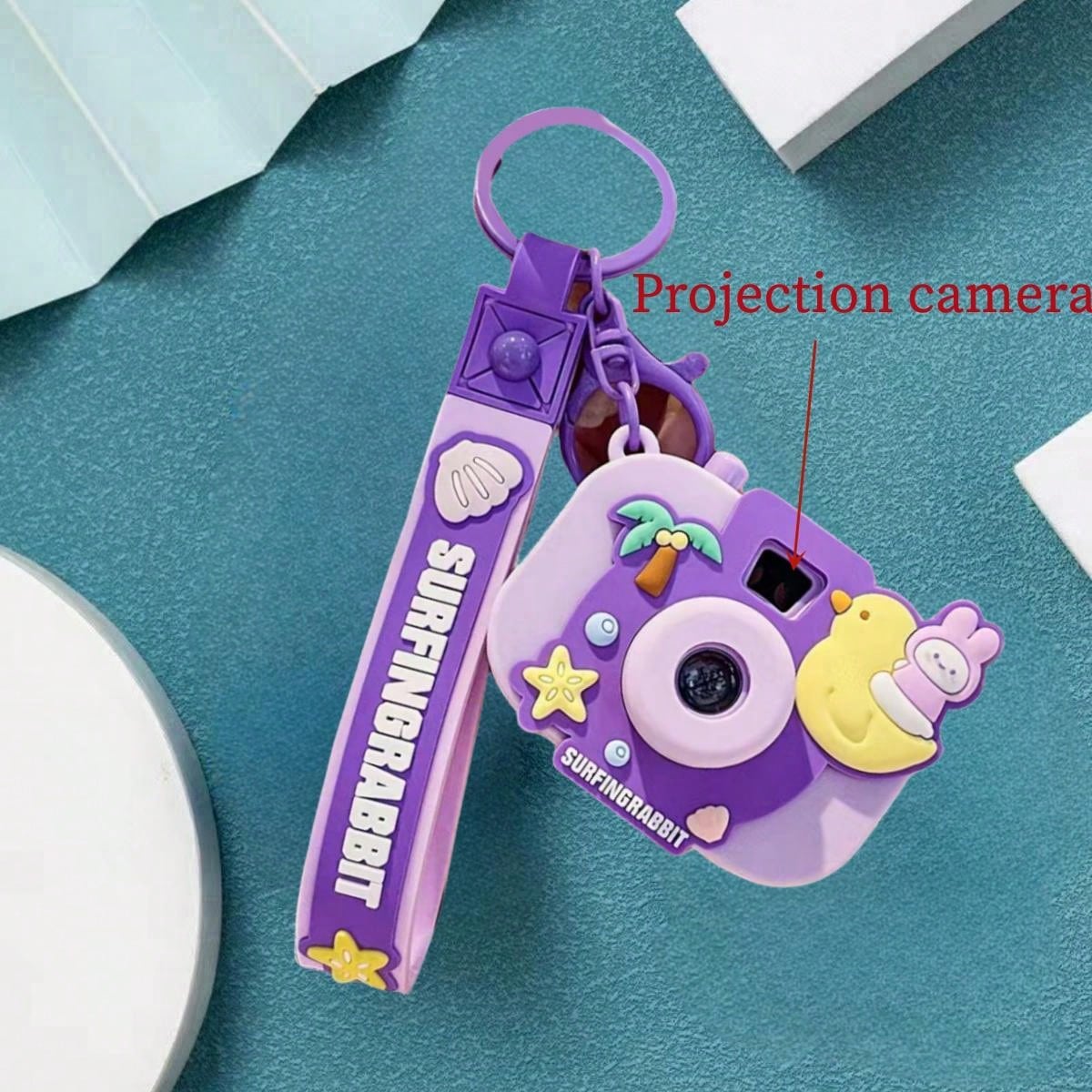 1pc Cute Luminous Rabbit & Projection Camera Shaped Keychain, Backpack ...