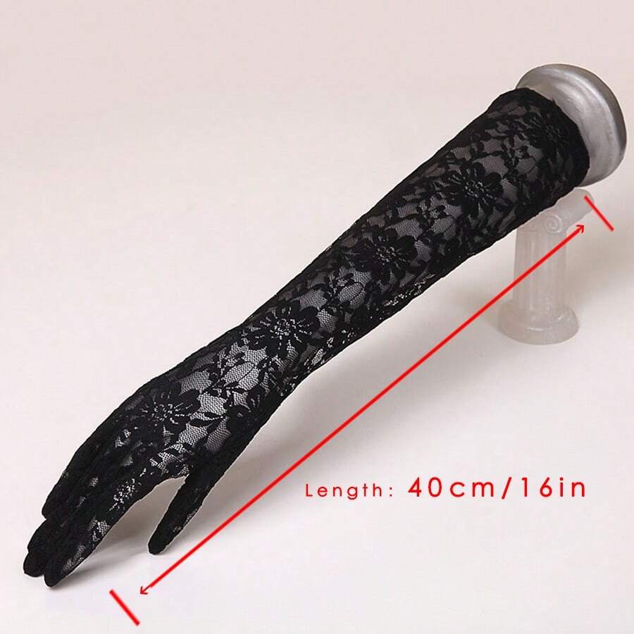 Black Ghost Bridal Gloves Lace Dark Sexy Long Thin White Sleeves Sexy ...