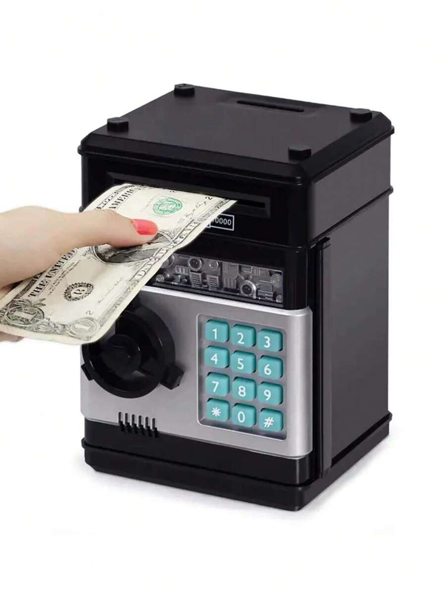 Black Electronic Coin Money Box Atm Saving Bank, Cash Coin Deposit ...