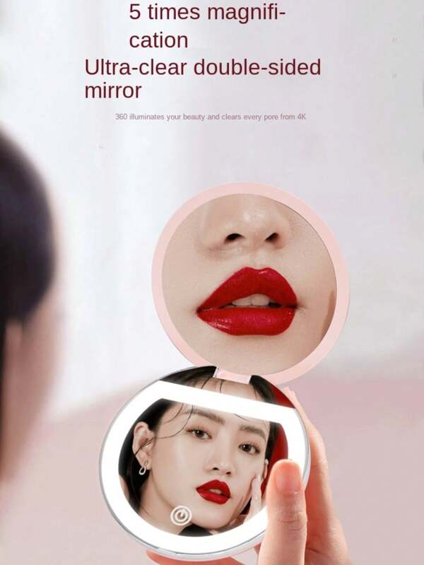 Folding Led Makeup Mirror High-Definition 5X Mirror Magnification Patch ...