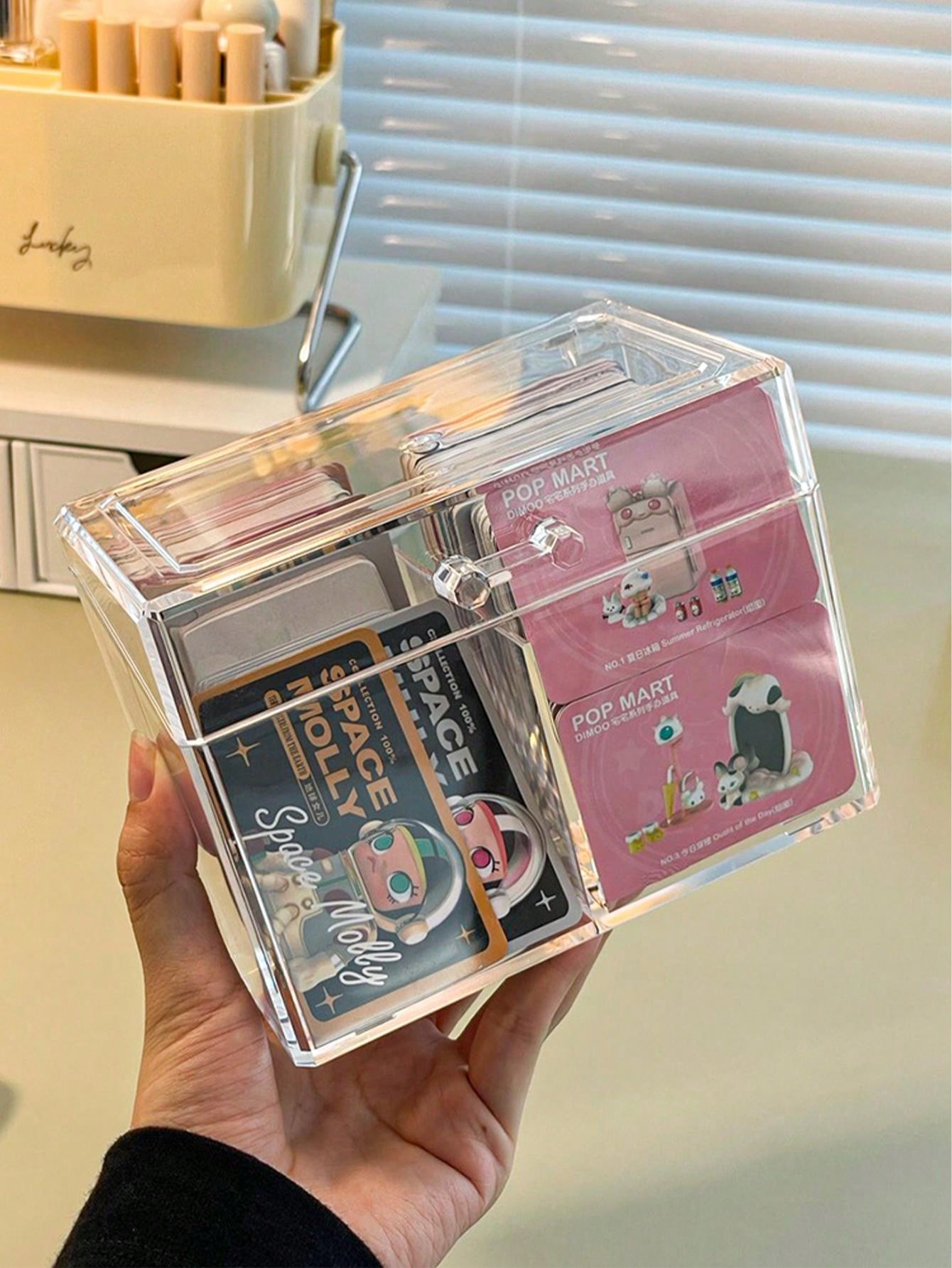 Acrylic Transparent Small Card Storage Box With Flip Top Lid And ...
