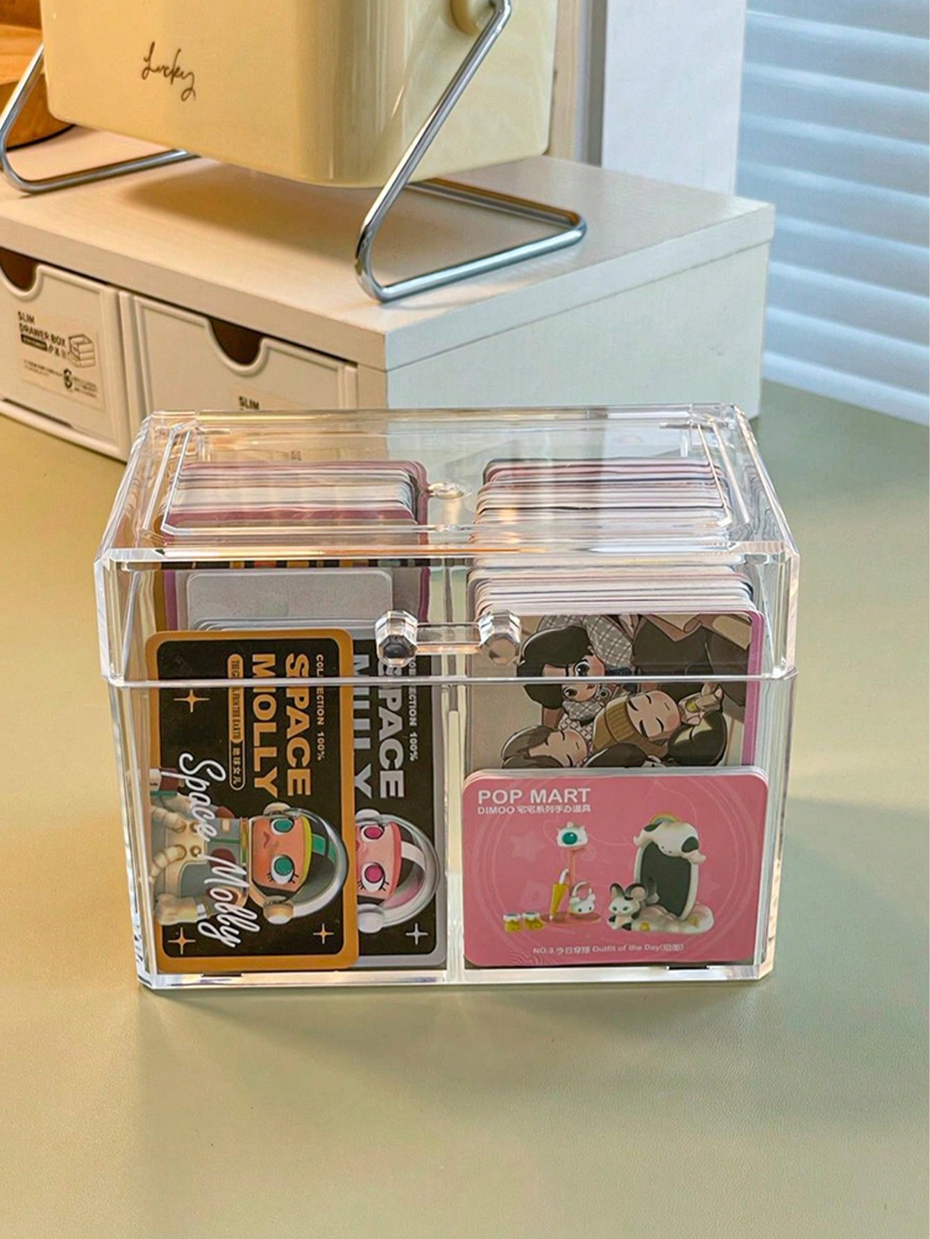 Acrylic Transparent Small Card Storage Box With Flip Top Lid And ...