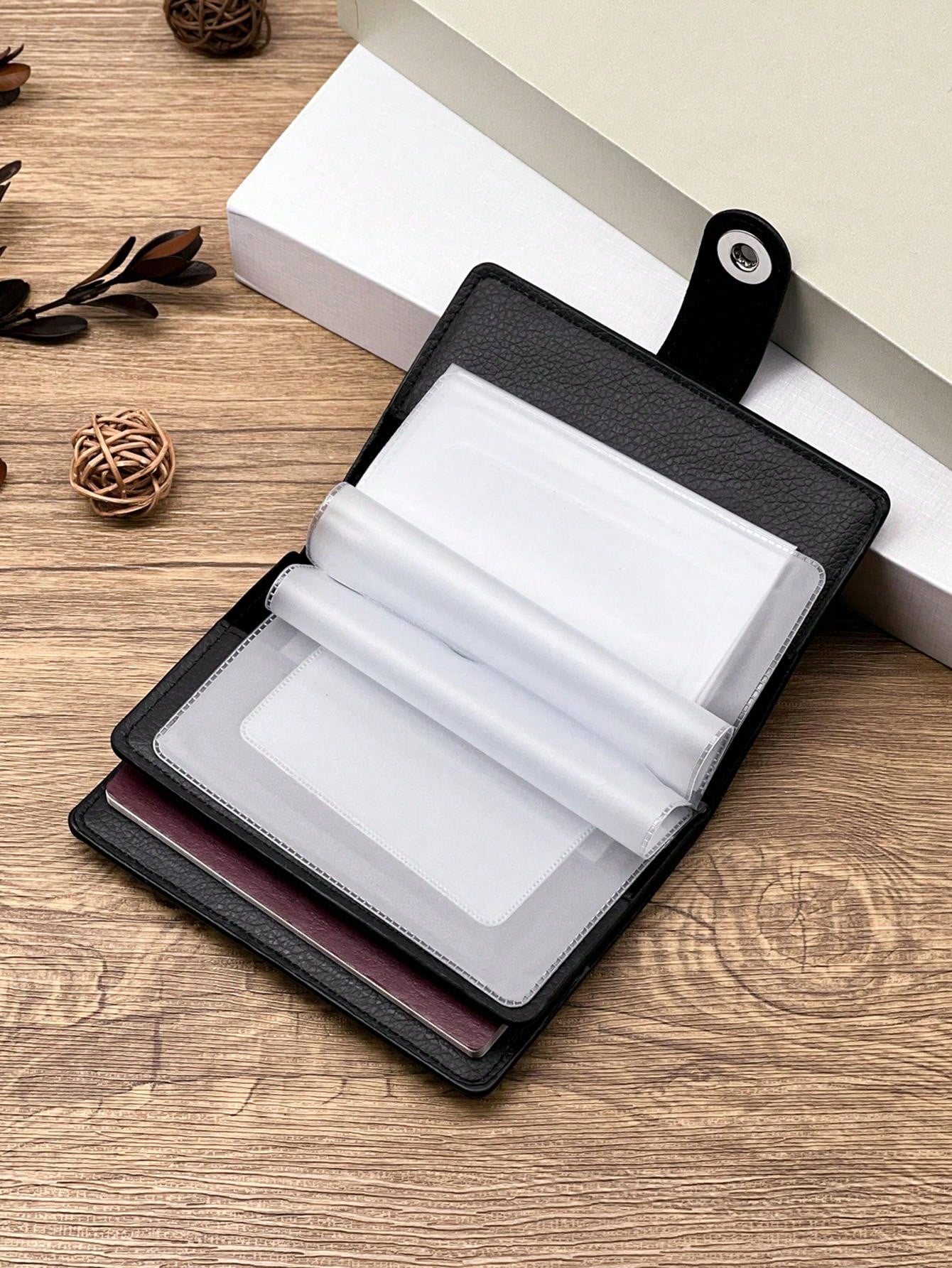 Fashion Simple Black Passport Book Business Travel Portable Card Holder ...