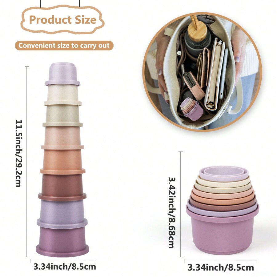 Baby Stacking Cups Toys, Multiple Colour Bottom With Pattern Baby ...