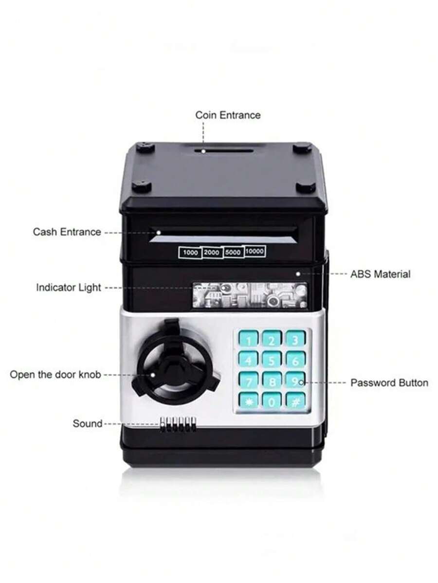 Black Electronic Coin Money Box Atm Saving Bank, Cash Coin Deposit ...