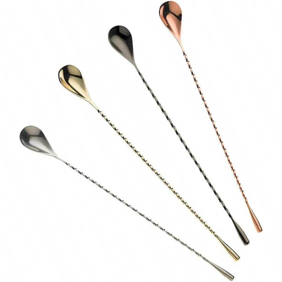 1pc 12-inch Rose Gold Stainless Steel Mixing Spoon, Bar Spoon, Cocktail ...