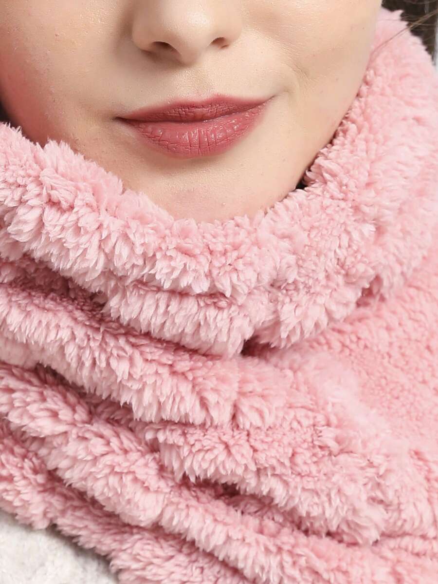 Plush False Collar Fleece Neck Warmer Hat Scarf Set, Cute & Warm Neck ...