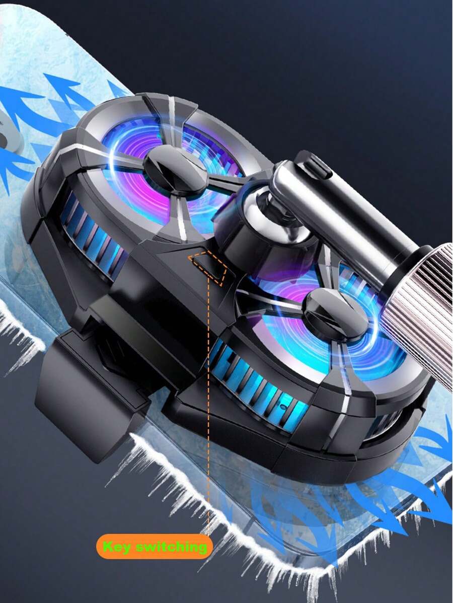 1pc Black Smartphone Cooling Fan Stand With Temperature Display, Dual ...