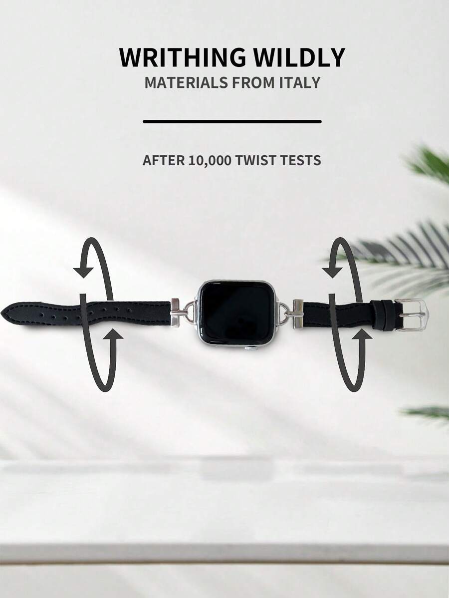 1pc Fashionable Genuine Leather & Synthetic Leather Single Chain Smart ...