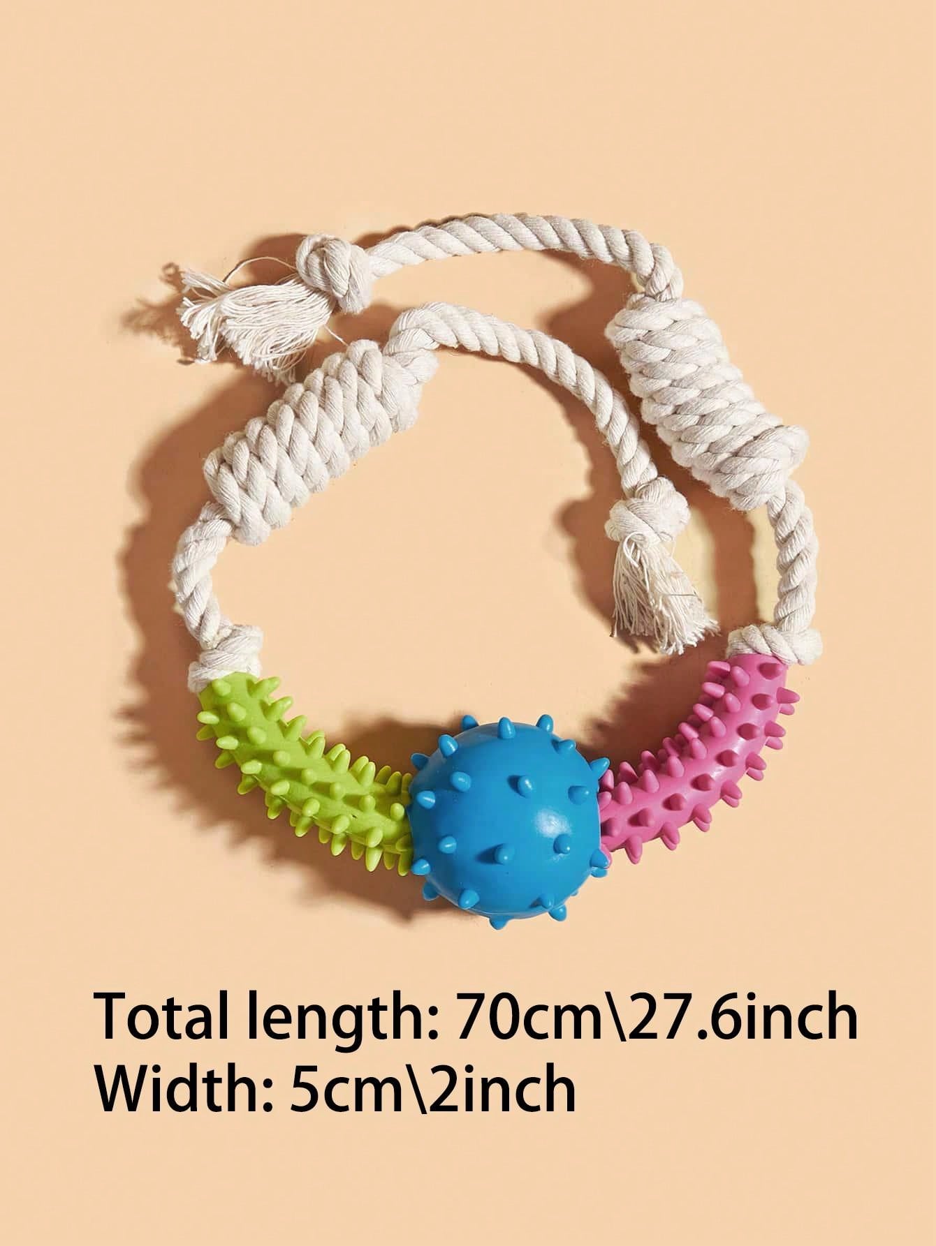 1pc Pet Chewing Rubber Rope Toy (With Spiked Circle & Ball, Colors ...