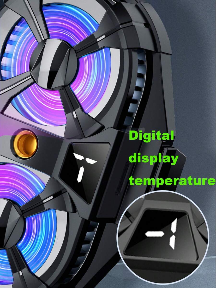 1pc Black Smartphone Cooling Fan Stand With Temperature Display, Dual ...