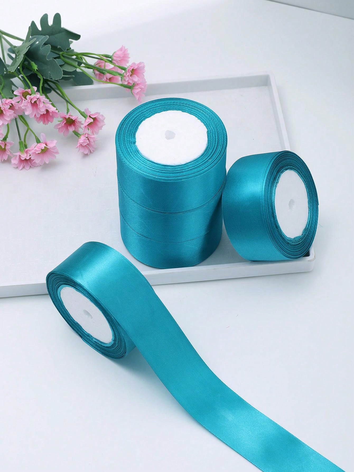 (2 Rolls Of Ribbon) Diy Rose Material Satin Ribbon For Decoration Of ...