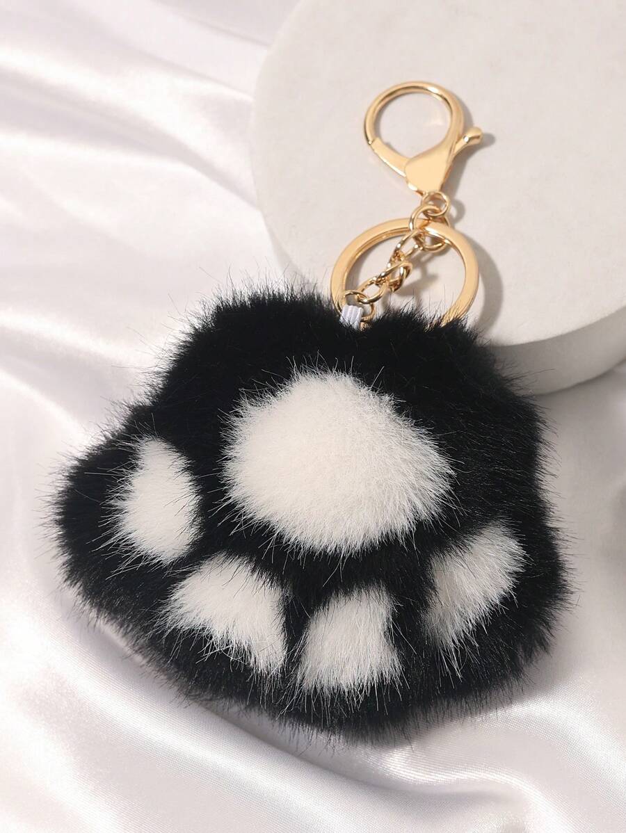 1pc Furry Faux Mink Fur Cat Claw Shaped Car Keychain Pendant | SHEIN USA