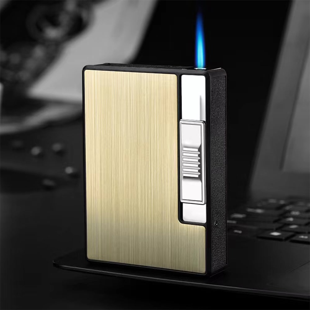 Creative Automatic Ejection Cigarette Case With Lighter Men's Portable ...
