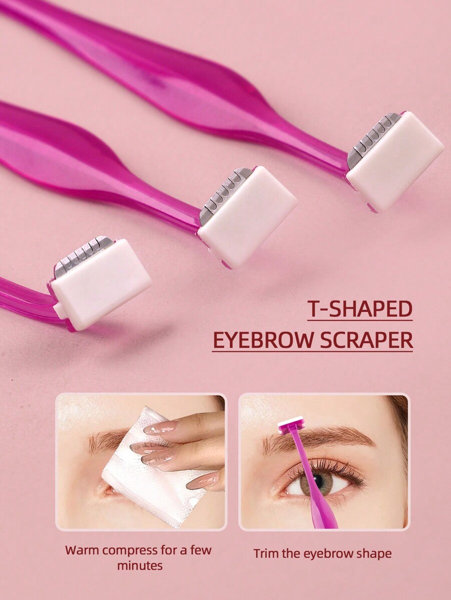 Eyebrow Razor Set, 3pcs T-Shaped Stainless Steel Safety Eyebrow Shaper Face Hair Removal Razor ...