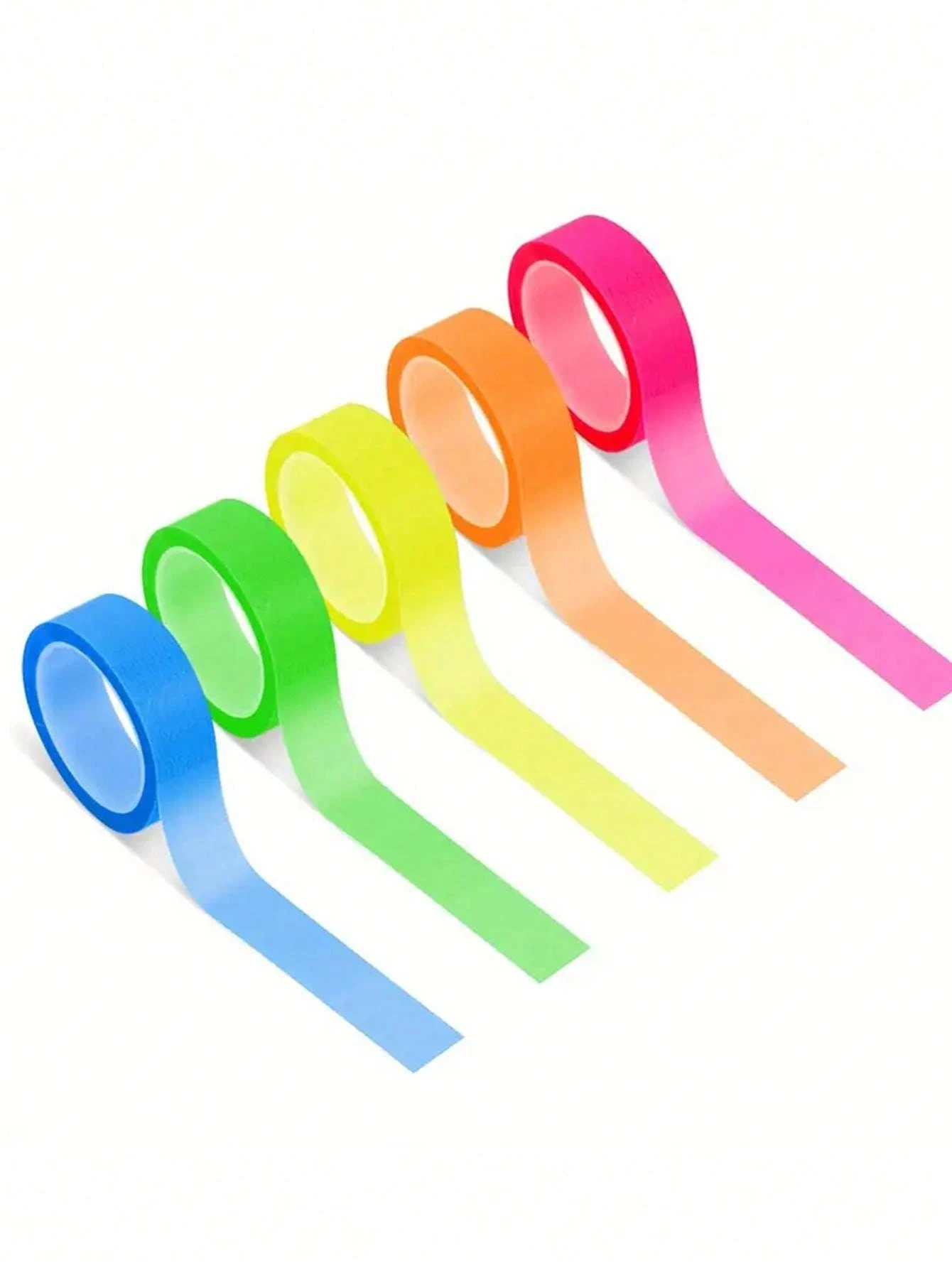 5 Rolls 0.8cm Width Removable Fluorescent Color Stickers With Semi ...