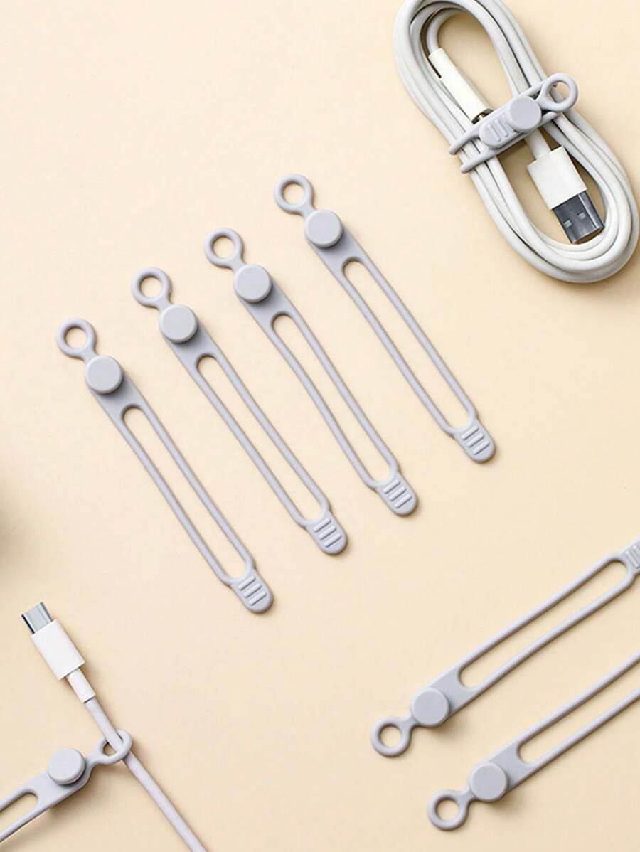 10pcs Random Color Silicone Cable Ties, Multifunctional Cord Wrap ...