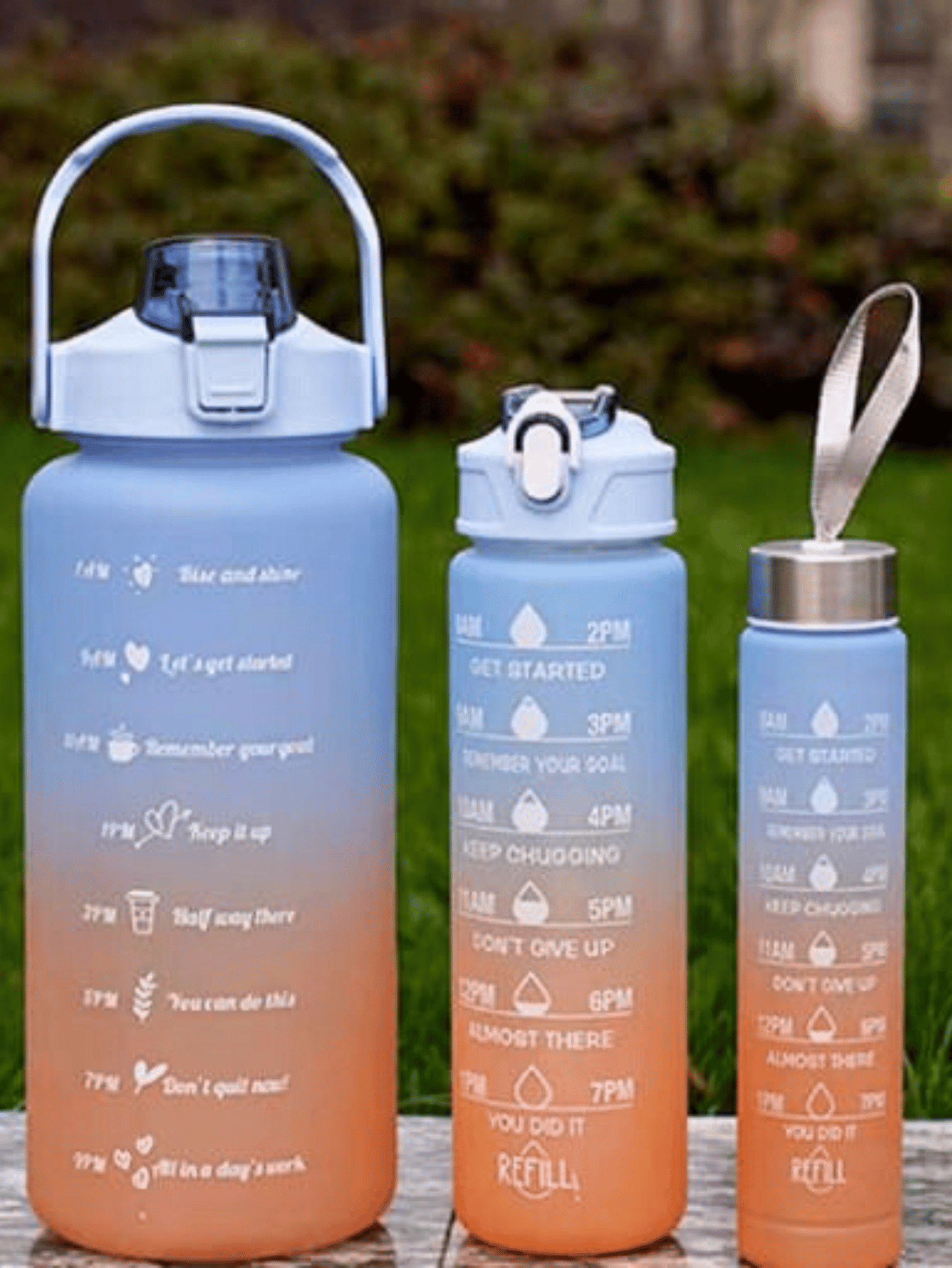 Bobonita Store Kit Garrafas 3 em 1 garrafas 2L 900ml 300ml Squeze Academia Treino Tie Dye com ...