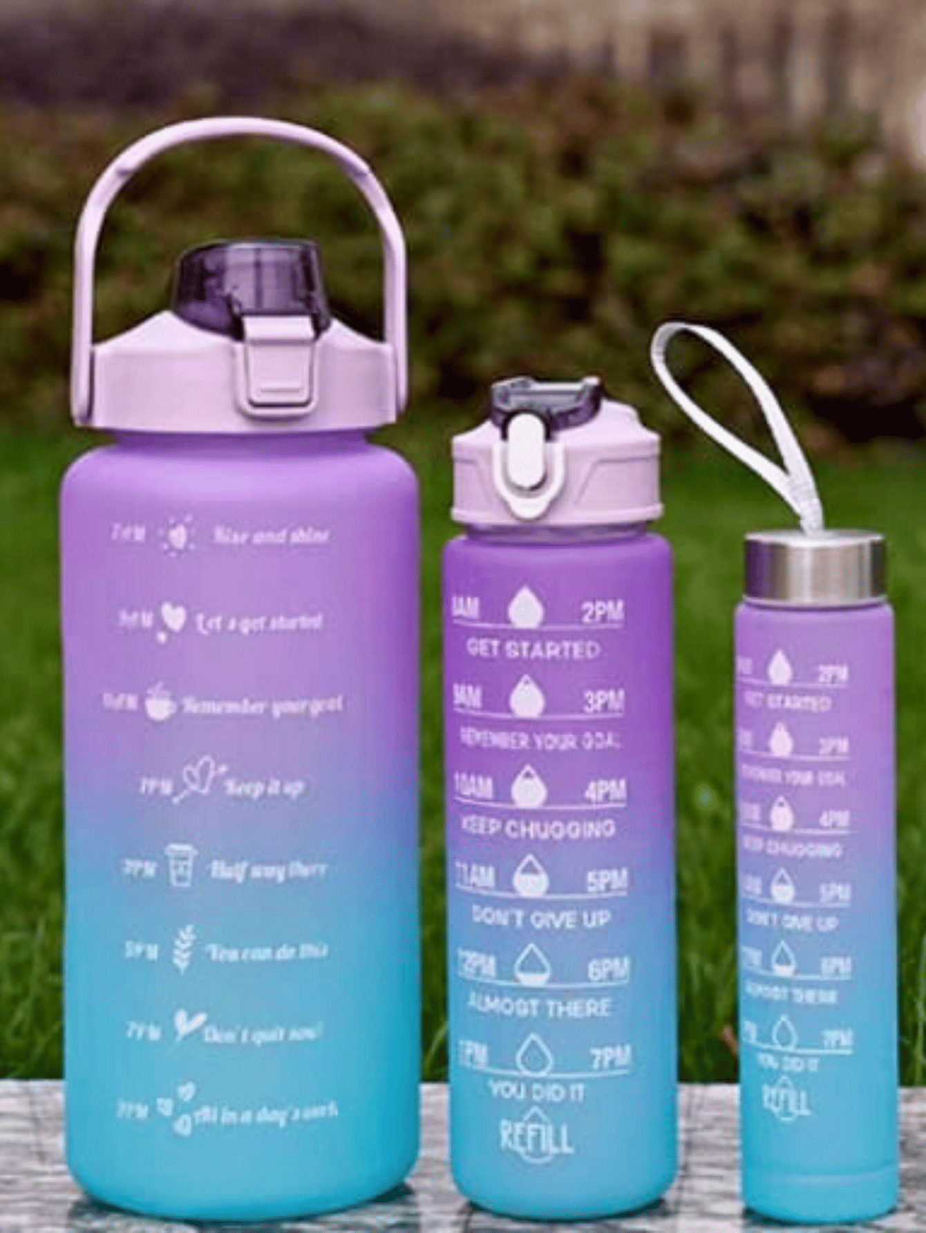 Bobonita Store Kit Garrafas 3 em 1 garrafas 2L 900ml 300ml Squeze Academia Treino Tie Dye com ...