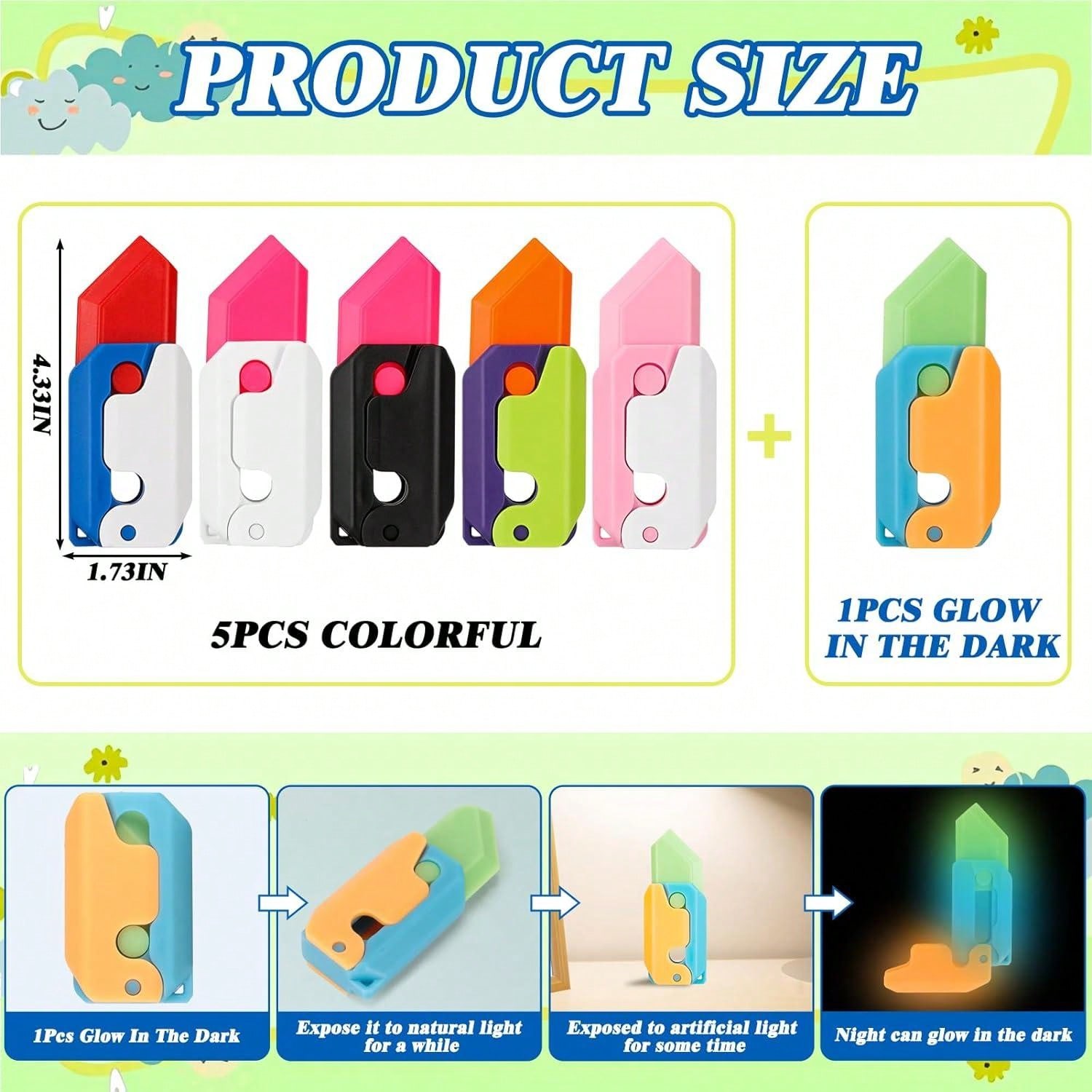 6-Piece Carrot Knife Fidget Toy Set, 3D Printed Sensory Carrot Knife ...