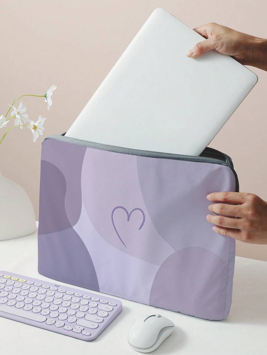 Purple Love Pattern Printed Laptop Bag, Computer Cloth Cover ...