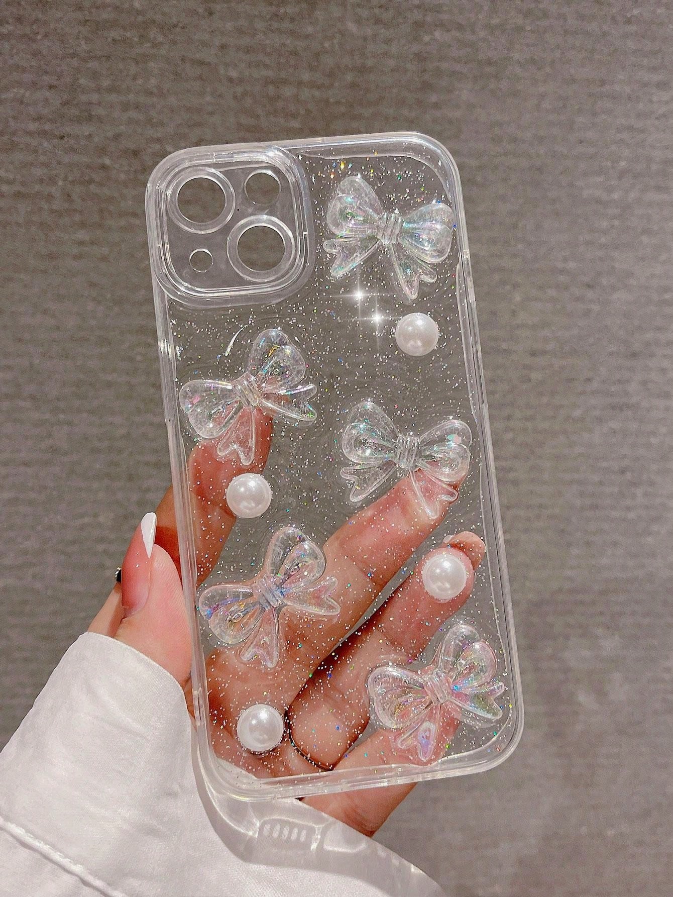 Butterfly & Glitter Decor Soft Tpu Phone Case compatible with iphone 15 ...