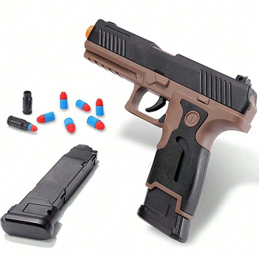 P320 Ejecting Shell Soft Bullet Nylon Toy Gun, Brown, Manual Blasting ...