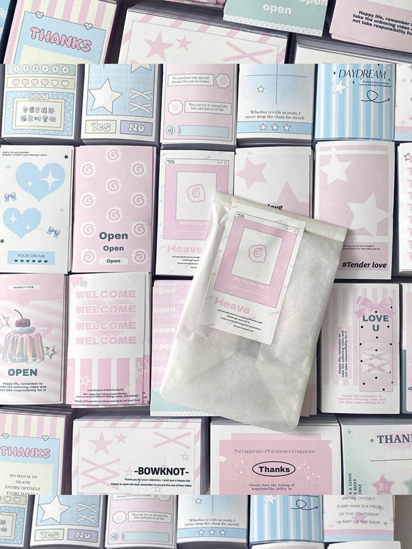 30 Random Styles Ins Simple Star Bow Seal Stickers Card Packaging ...