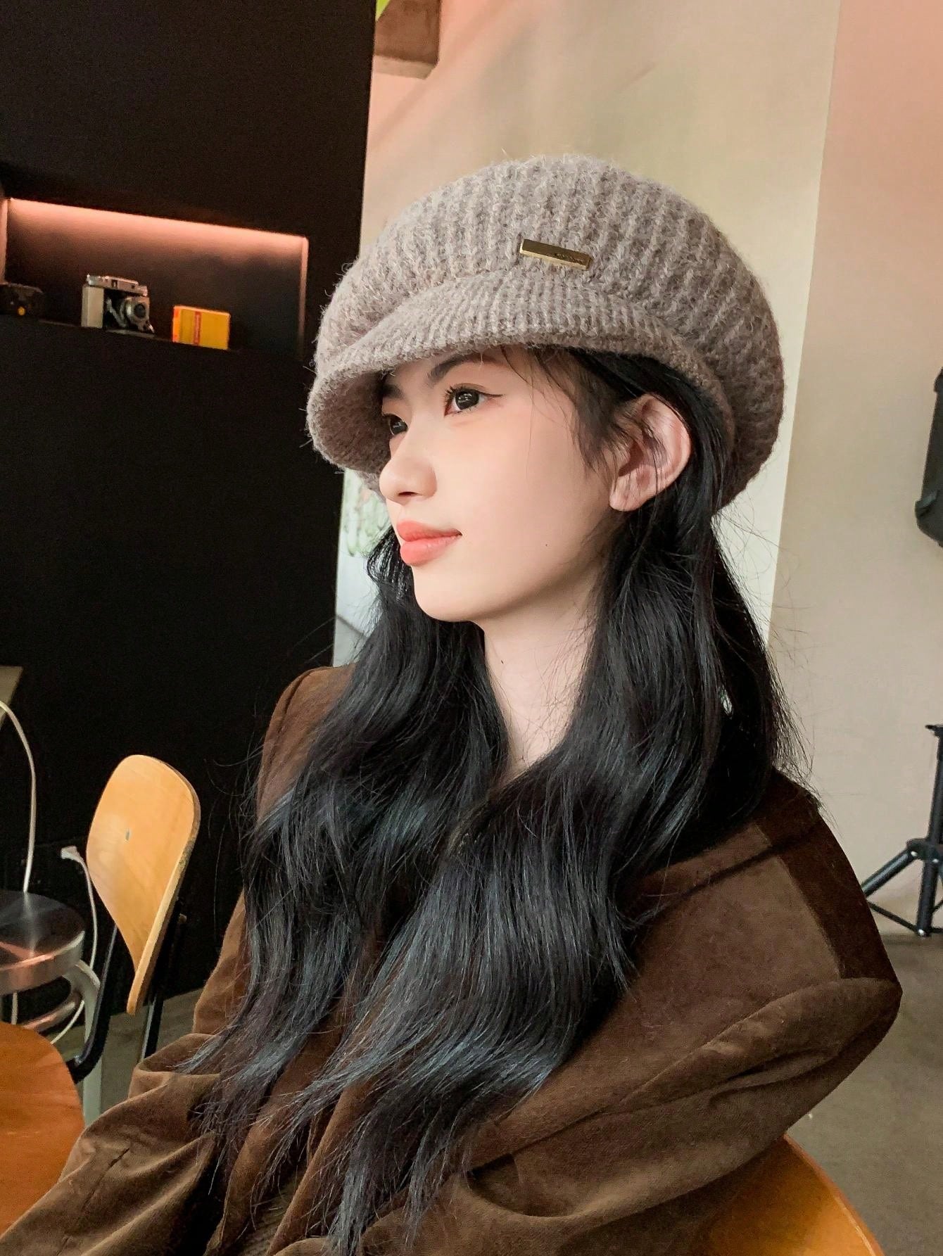 1pc Y2k Style Women's Knitted Beret Hat With Rabbit Hair Blend & Eight ...